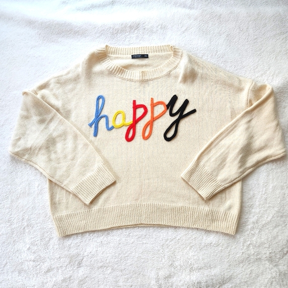 SHEIN | Sweaters | Happy Sweater Multicolor On Ivory In Size 3xl | Poshmark